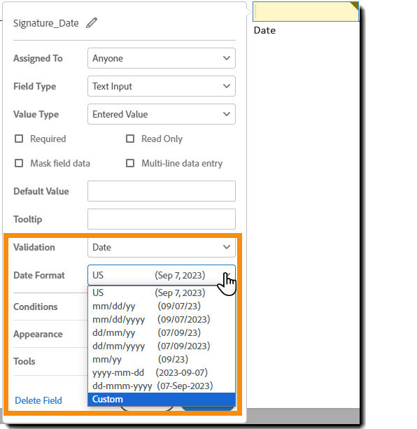 Custom date validations